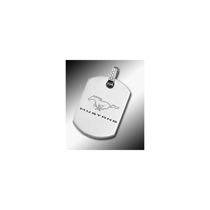 Mustang Dog Tag Pendant With Pony Logo And Mustang Name