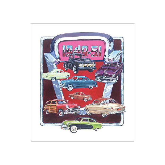 Poster - Depicts Classic Fords From 1949-51 - 27 X 36